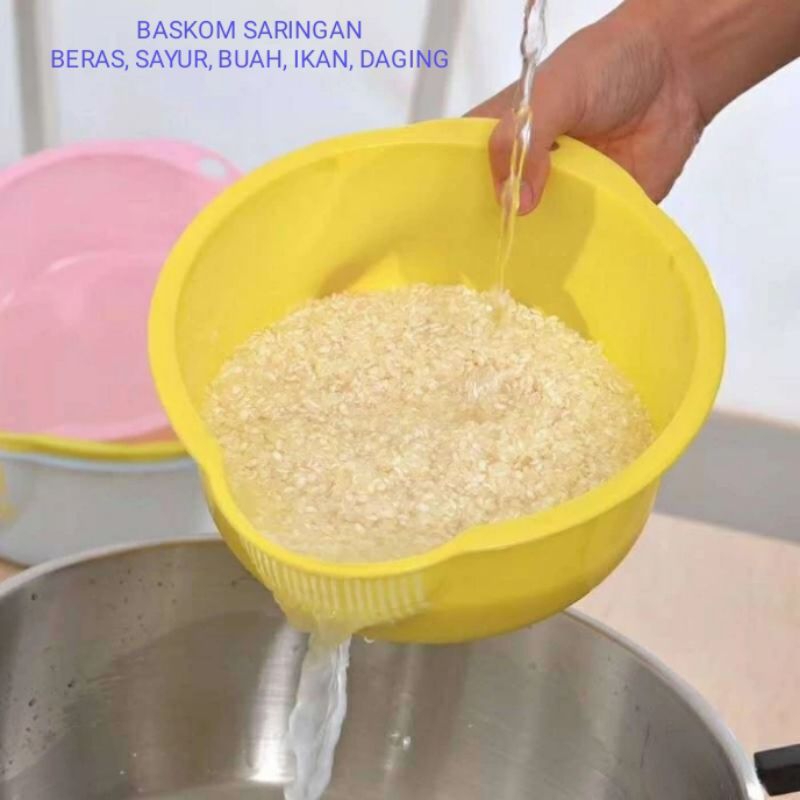 Jual Baskom Tirisan Penyaring Air / Saringan Cuci Beras & Sayuran Buah ...