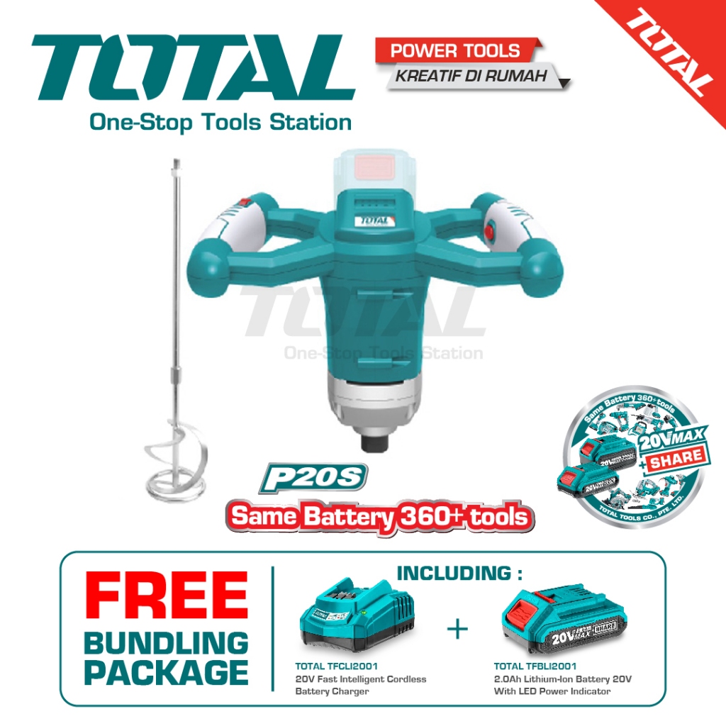 Jual Total Tools - Lithium-Ion Paint Mixer/Mesin Pengaduk Cat Tmxli2001 ...