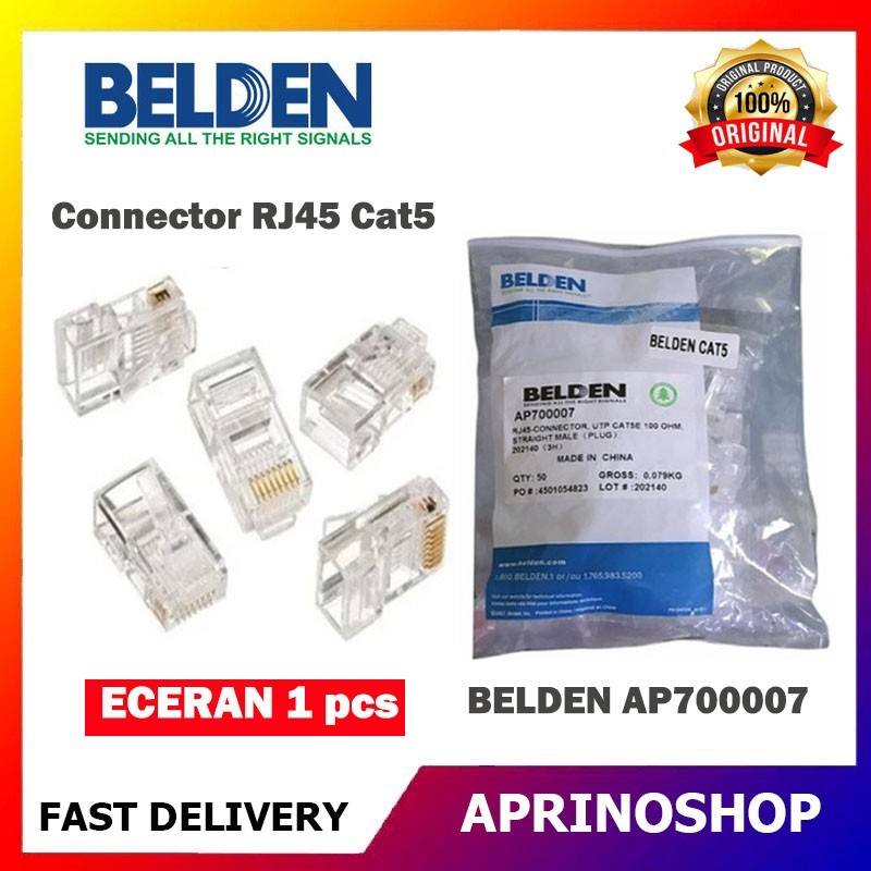 Jual Connector RJ45 Belden Cat 5E Original Konektor RJ45 AP700007 ...