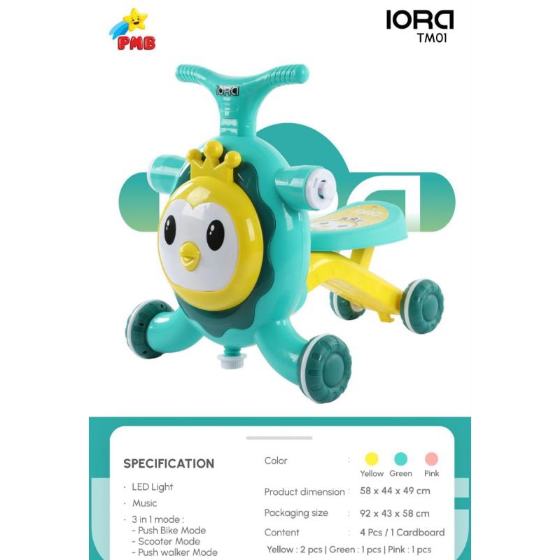 Jual (FREE BUBBLE) PUSHWALKER BELAJAR JALAN 3 IN 1 IORA BABY TM01 TM02 | Shopee Indonesia