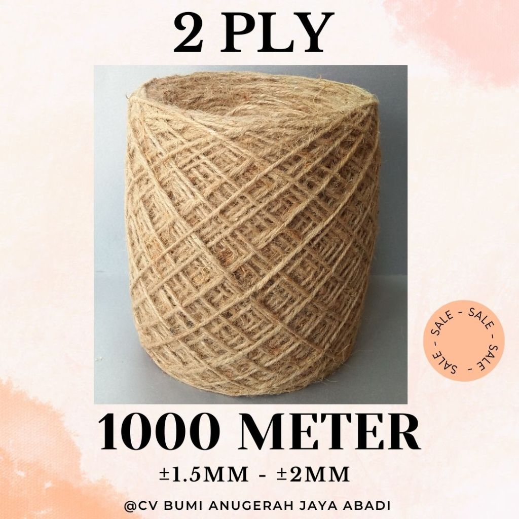 Jual 2Ply 1000 meter 2mm Tali Goni, Tali Rami, Jute, Tali Vintage ...