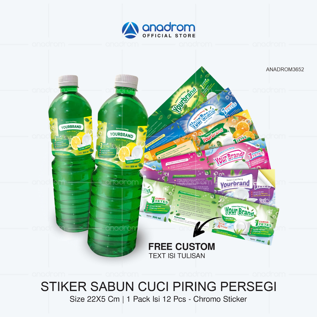 Jual [12 pcs] Stiker Kemasan Botol Sabun Cuci Piring Persegi Panjang ...