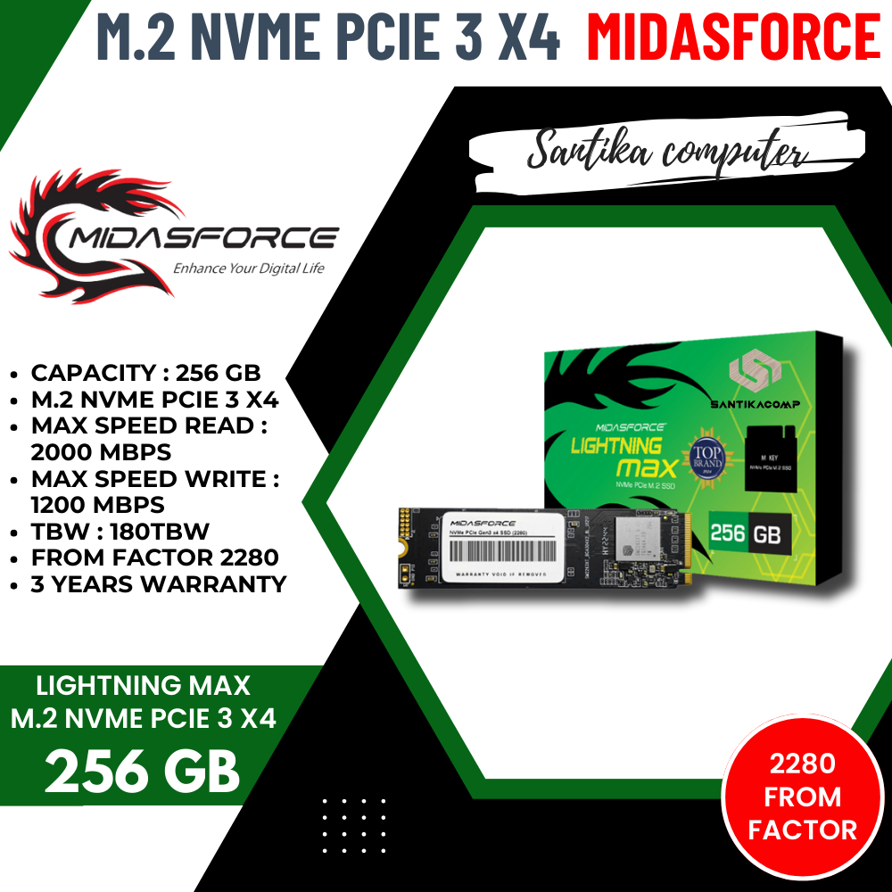 Jual NVME 256GB MIDASFORCE M2 NVME 256 GB MIDAS PCIe Gen3 x4 SSD ...