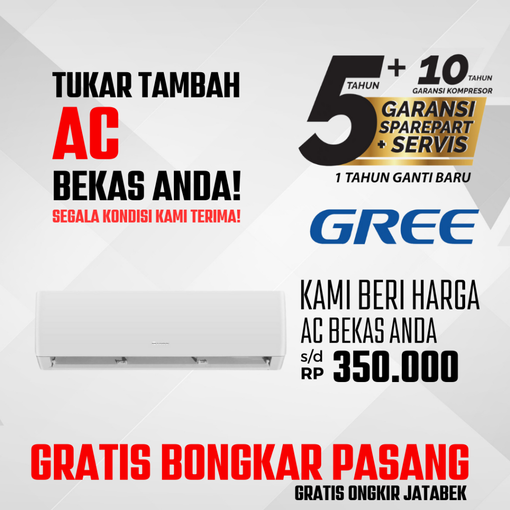 Jual AC GREE 1/2 PK - GWC-05MOO5S - GOLD FIN + BLUEFIN - R32 - HEMAT ...