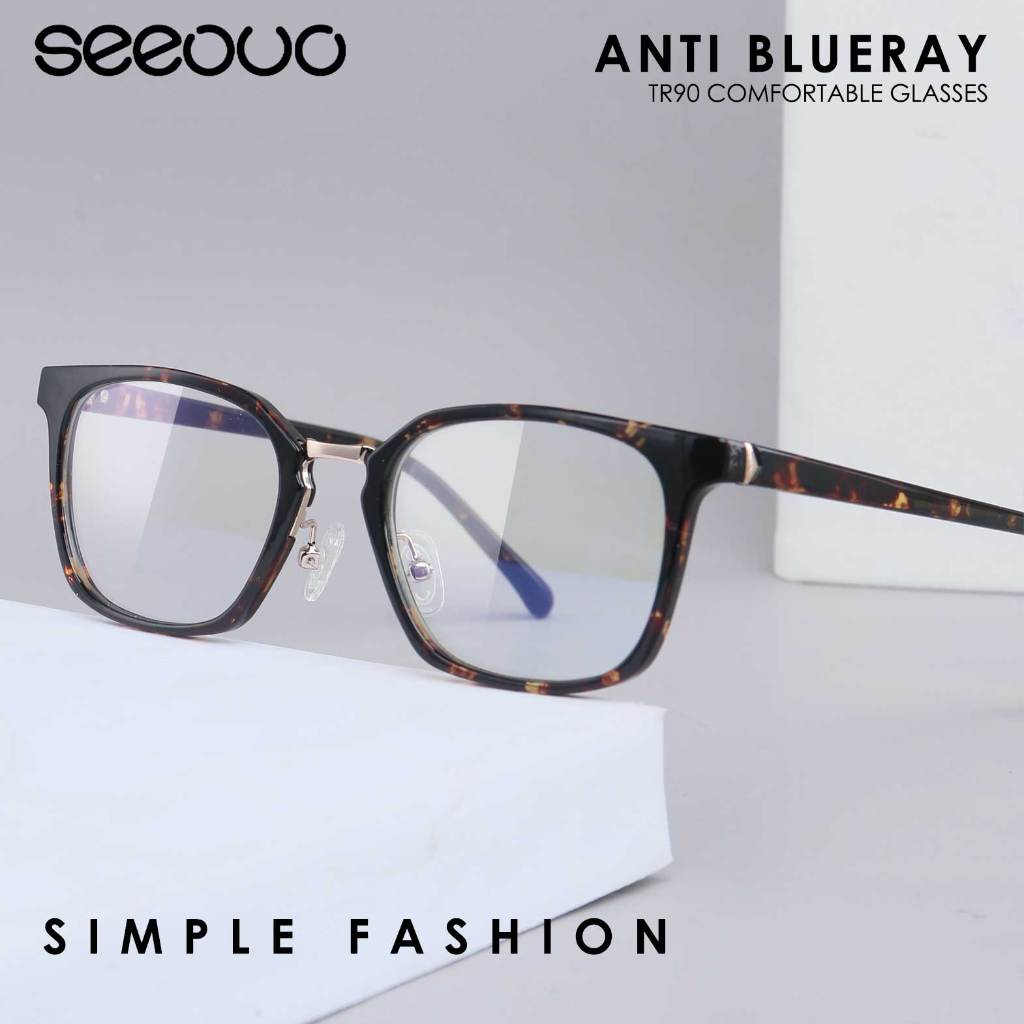 Jual Seeouo Kacamata Antiradiasi Blueray Model Kotak Stylish Simple Fashion Bahan TR90 Pria ...