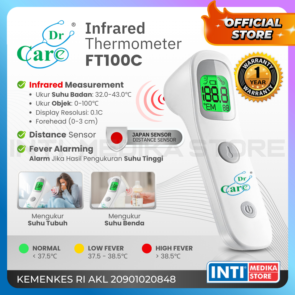 Jual DR CARE - Termometer Non Kontak FT 100C | Thermometer Infrared | Shopee Indonesia