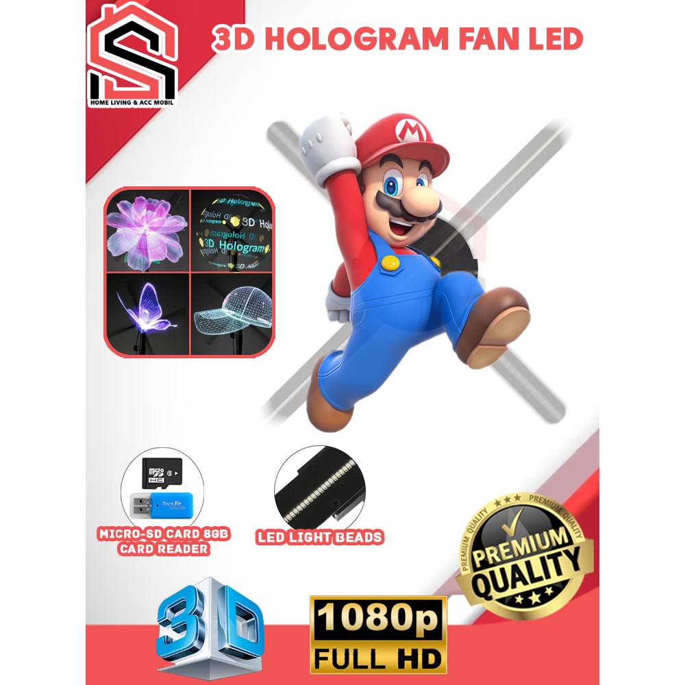 Jual Layar Hologram 3D Untuk Iklan Produk Diameter 40 CM -Fan LED 3 ...
