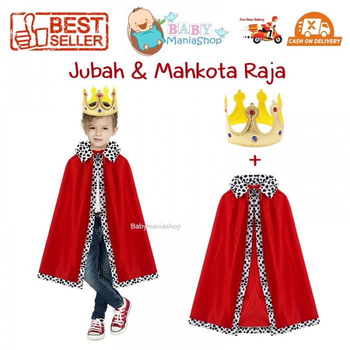 Jual Kostum Raja Jubah Merah Red Cape Crown King Prince Mahkota ...