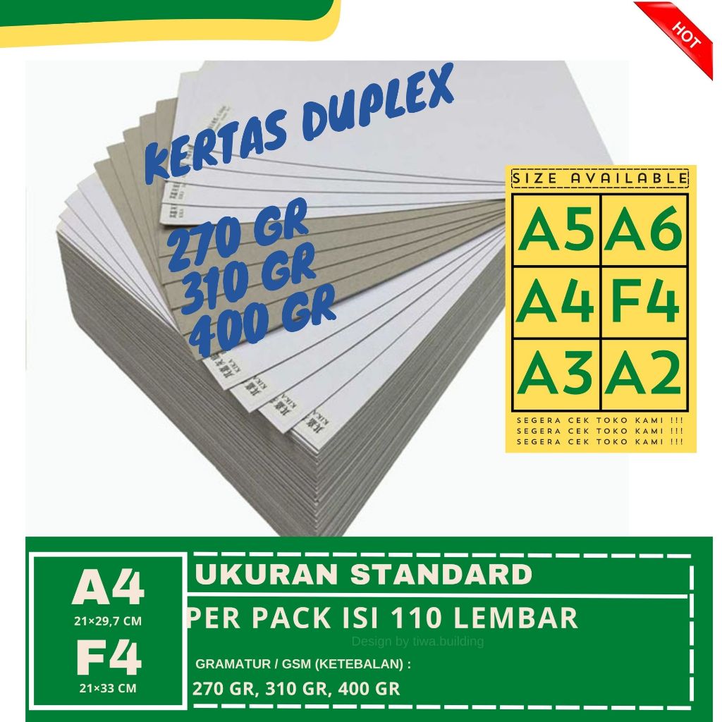 Jual KERTAS DUPLEX/KARTON DUPLEX PUTIH ABU ABU A4 F4 310GR PERPACK ISI ...