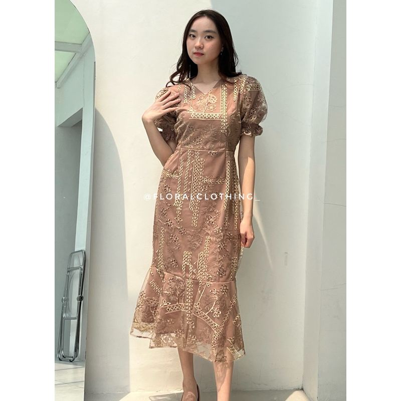 Jual F323 dress pesta wanita elegan party dress premium bridesmaid ...