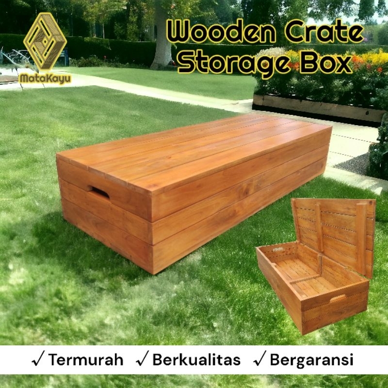Jual Wooden crate tutup kotak peti kayu storage box penyimpanan ...