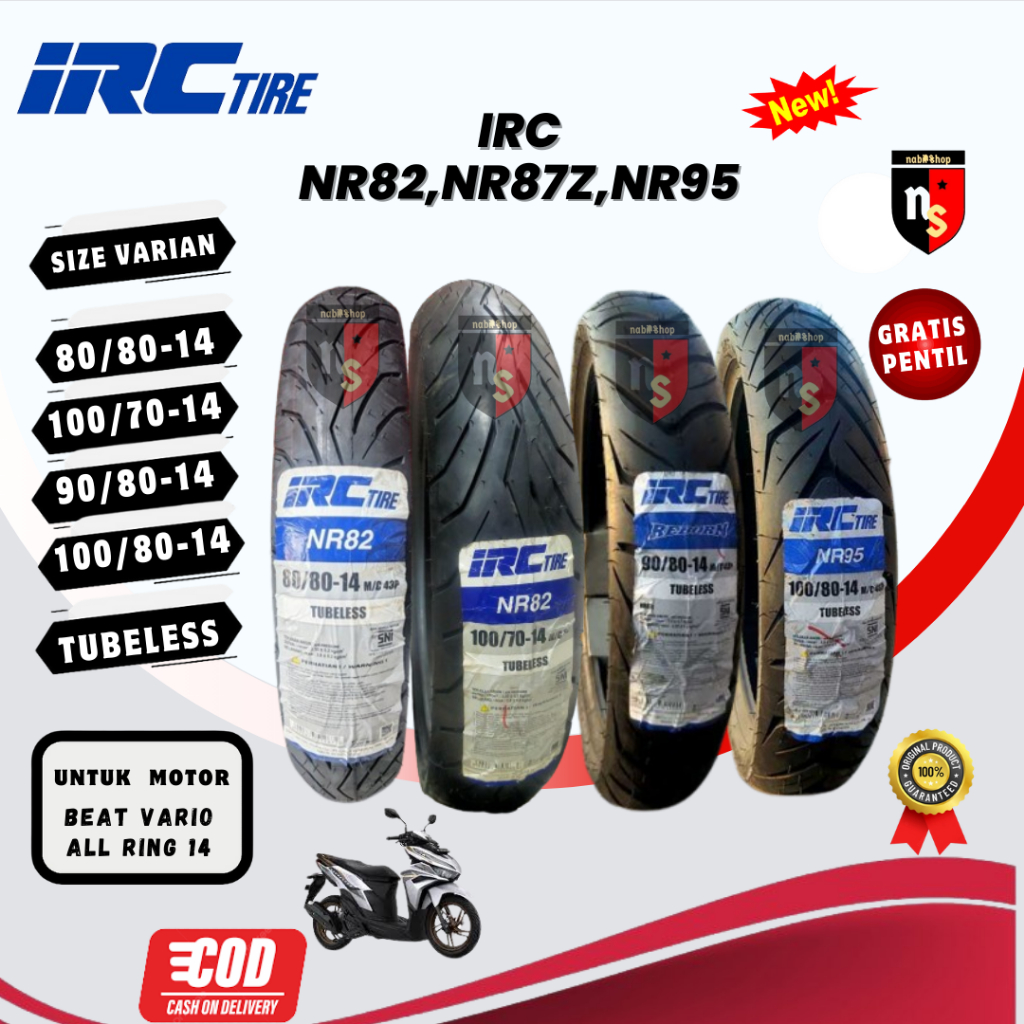 Jual Ban Motor IRC NR 95 100/80-14 Vario 150 New Original Tubeless Ring ...