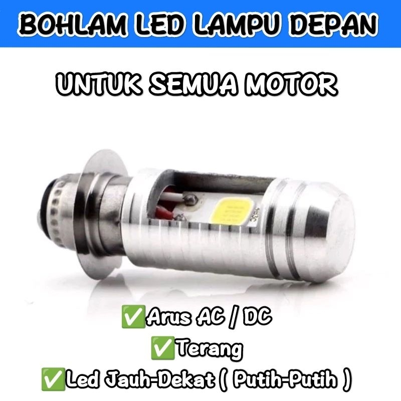 Jual BOHLAM LED depan h6 2 sisi AC DC LED utama untuk Semua Motor ( universal ) | Shopee Indonesia