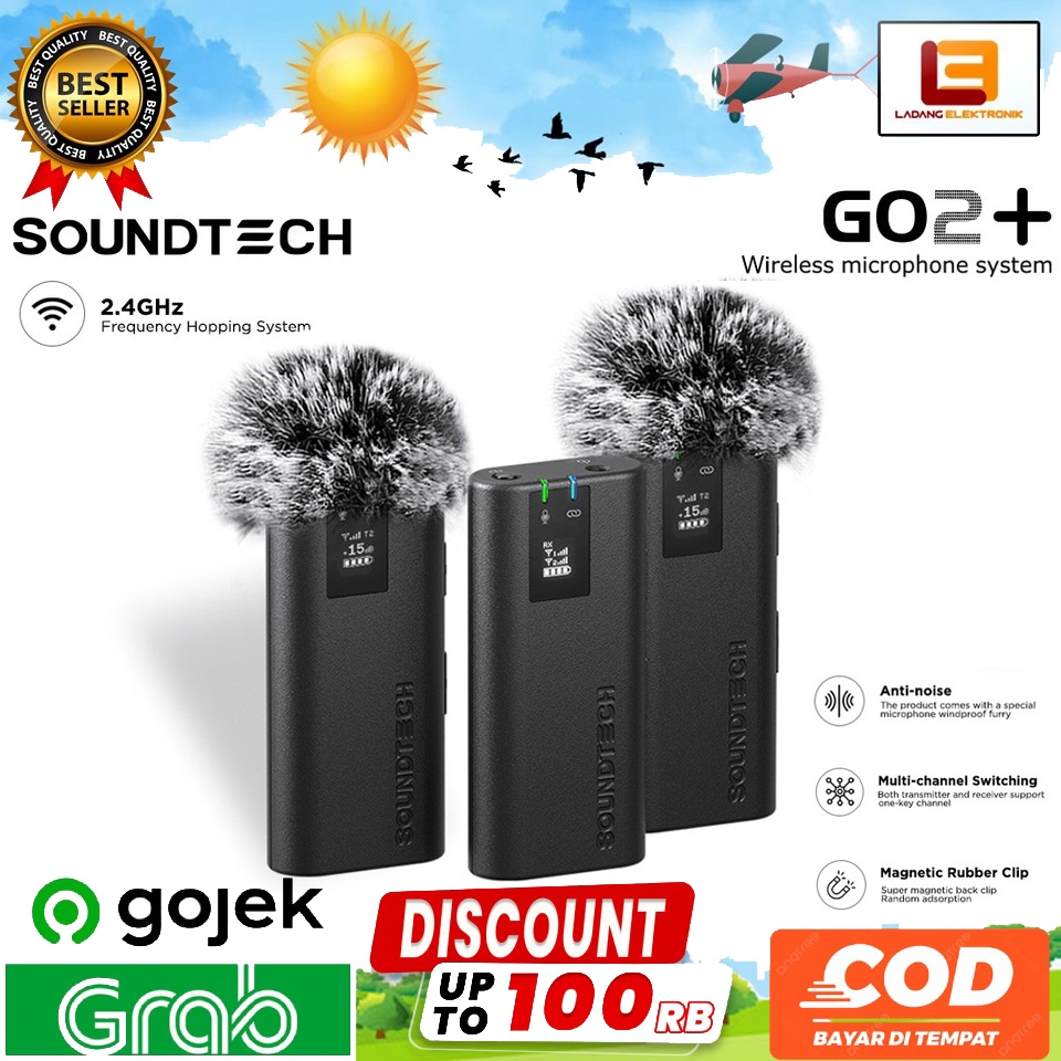 Jual SOUNDTECH GO2+ / GO2 Microphone System 2.4Ghz with Anti Noise ...