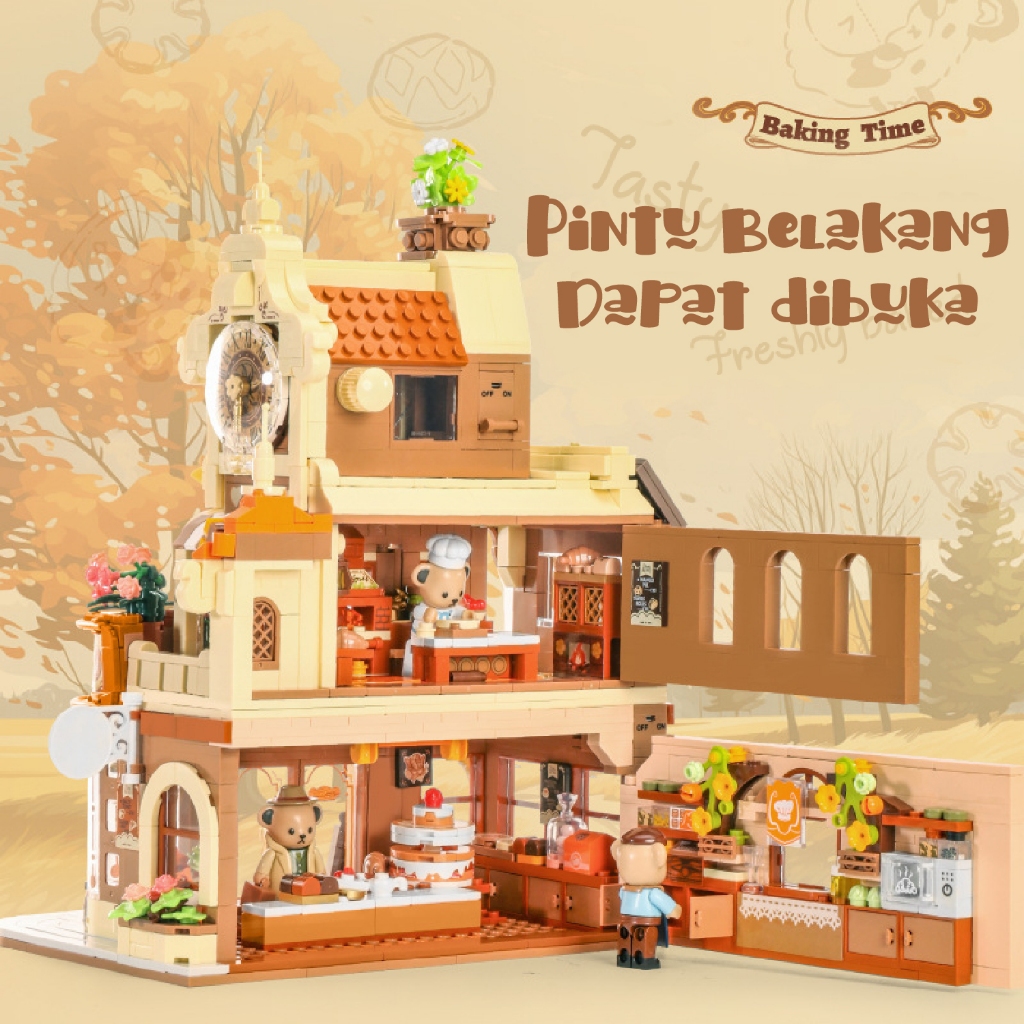 Jual Block City-Panlos Inbrixx Teddy Bear Bakery Vintage Puzzle Block ...