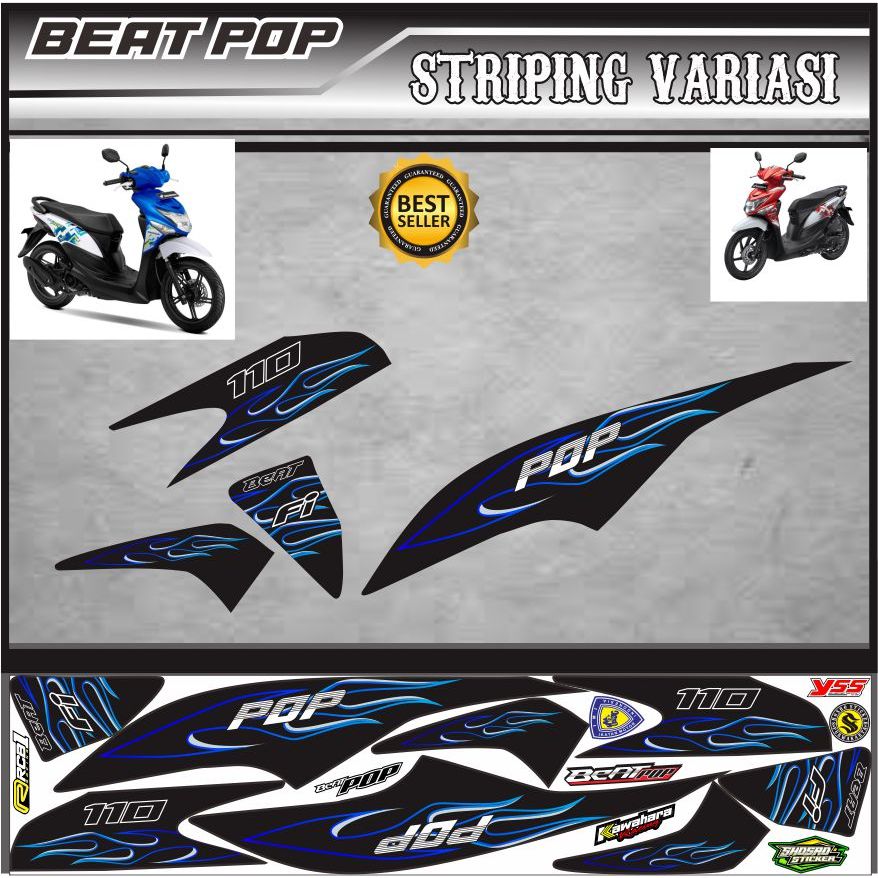 Jual STIKER STRIPING MOTOR HONDA BEAT POP FI VARIASI MOTIF TERBARU 2024 ...