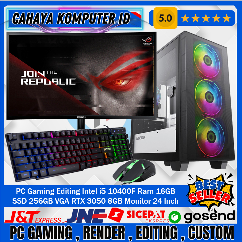 Jual PC Fulset Intel Core I5 10400F Gen10 Ram 16GB SSD 256GB VGA RTX 4060 8GB Monitor Samsung 24 ...