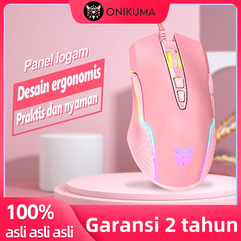 Jual Onikuma CW905 pink Mouse Gaming Dengan Lampu LED Mouse Berkabel ...