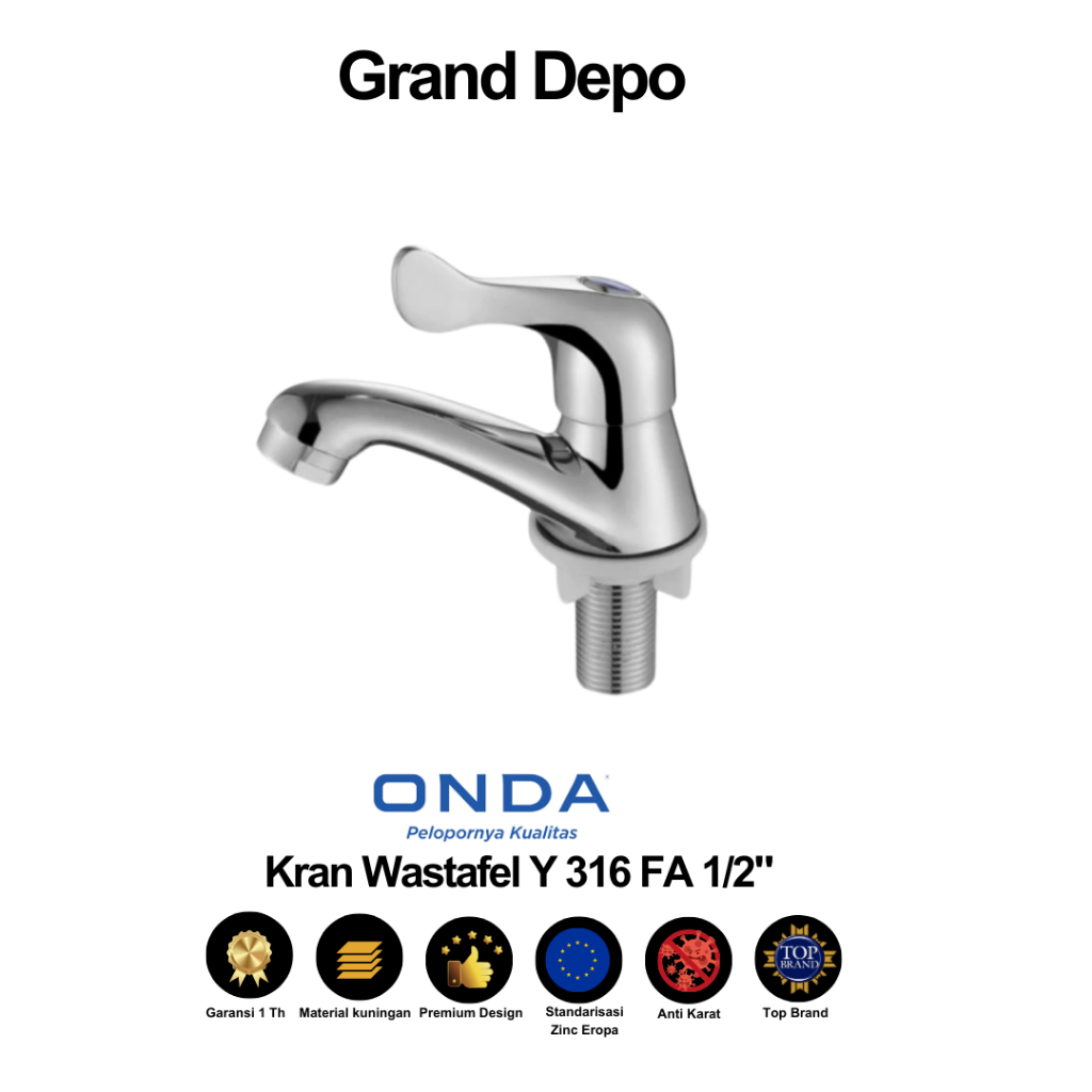 Jual Onda Kran Wastafel Y 316 FA 1/2" / Kran Wastafel Onda / Kran Air Onda | Shopee Indonesia