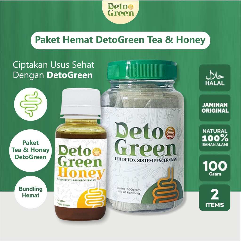 Jual Paket Hemat Teh Detox dan Honey Madu DetoGreen Teh Diet Alami ...