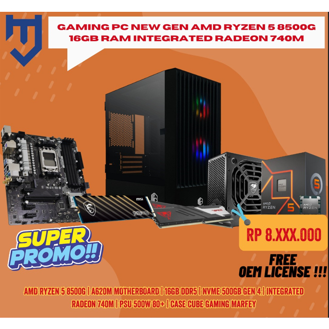 Jual Gaming PC New Gen AMD Ryzen 5 8500G 16GB RAM Integrated Radeon ...