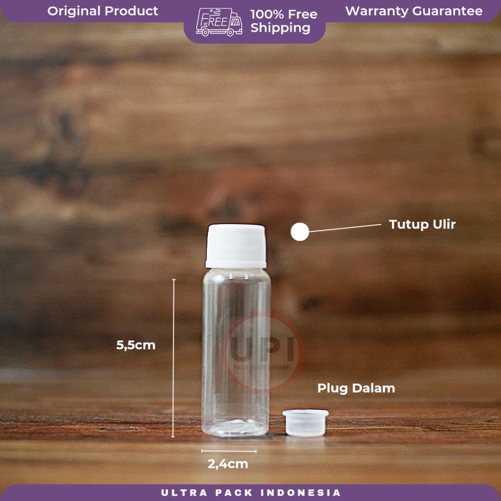 Jual KEMASAN BOTOL FOOD GRADE - PET BR 20ML CLEAR + PLUG DALAM SUMBAT + TUTUP ULIR PLASTIK ...
