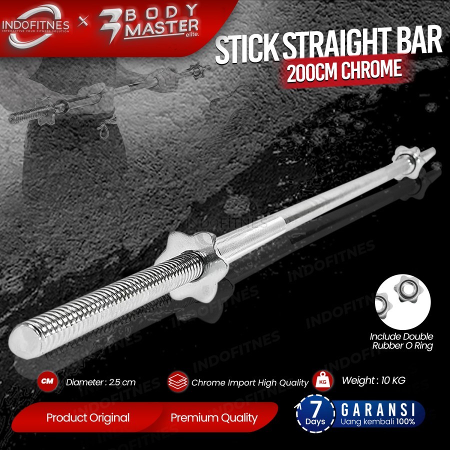 Jual BODYMASTER Stick Straight Bar 200cm Chrome - Stik Lurus Panjang ...