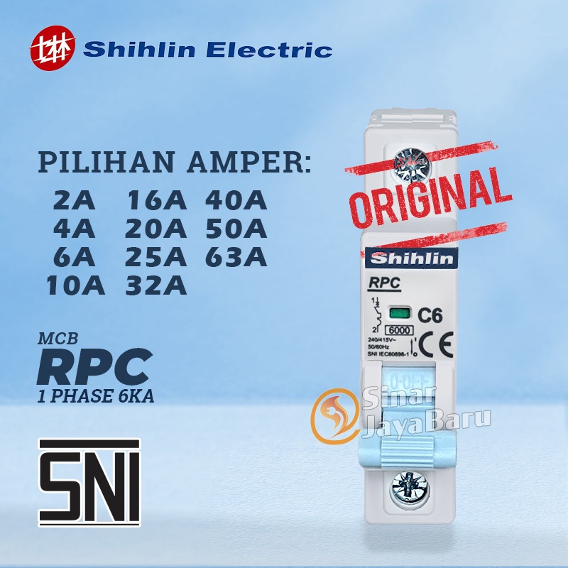 Jual MCB SHIHLIN RPC 1P 2A 4A 6A 10A 16A 20A 25A 32A 40A 50A 63A | Shopee Indonesia