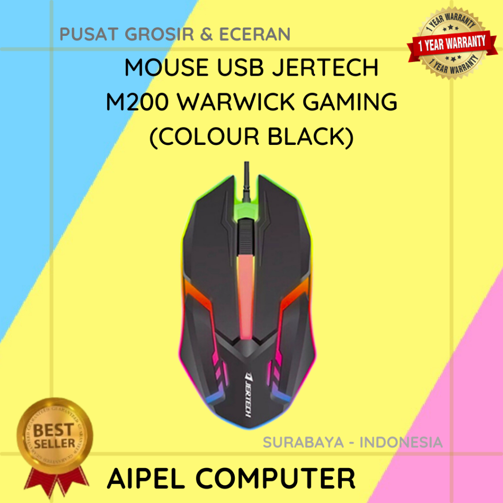 Jual M200W | MOUSE USB JERTECH M200 WARWICK GAMING (COLOUR BLACK) | Shopee Indonesia