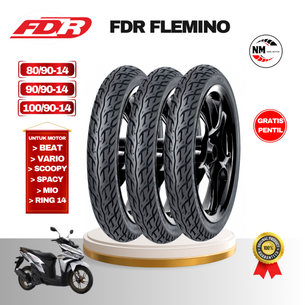 Jual Ban tubles fdr flemino 90/90 ring14 free pentil tubeless | Shopee ...