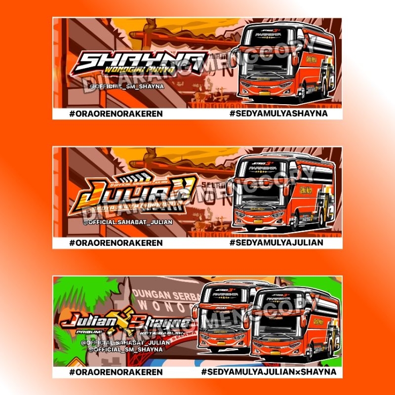 Jual Paket Stiker Bus JULIAN × SHAYNA Dengan Tema Ikonik Kota Gaplek ...