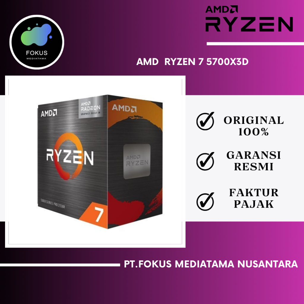 Jual AMD Ryzen 7 5700X3D 3.0Ghz Up To 4.1Ghz Cache 96MB 105W AM4 [Box ...