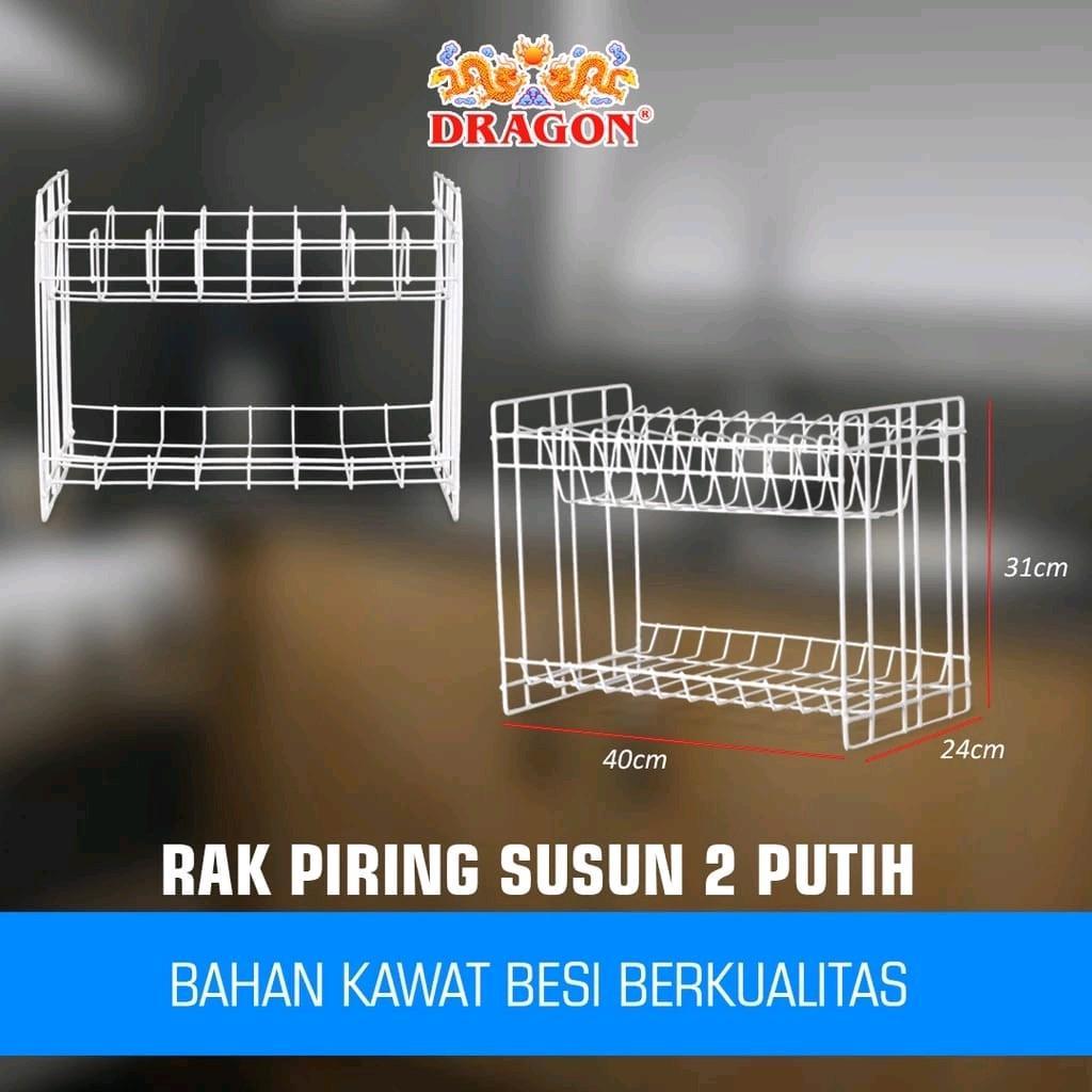 Jual RAK PIRING DRAGON SUSUN 2 PUTIH DARI BESI/KAWAT BERLAPIS | Shopee ...