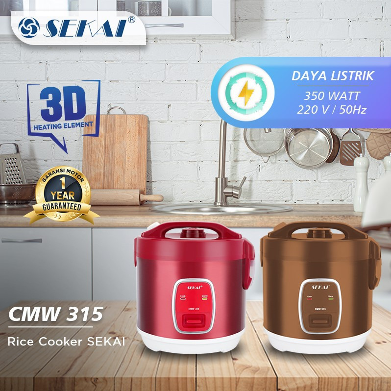 Jual SEKAI Rice Cooker 3D Heating Element with Stainless Body Styling ...