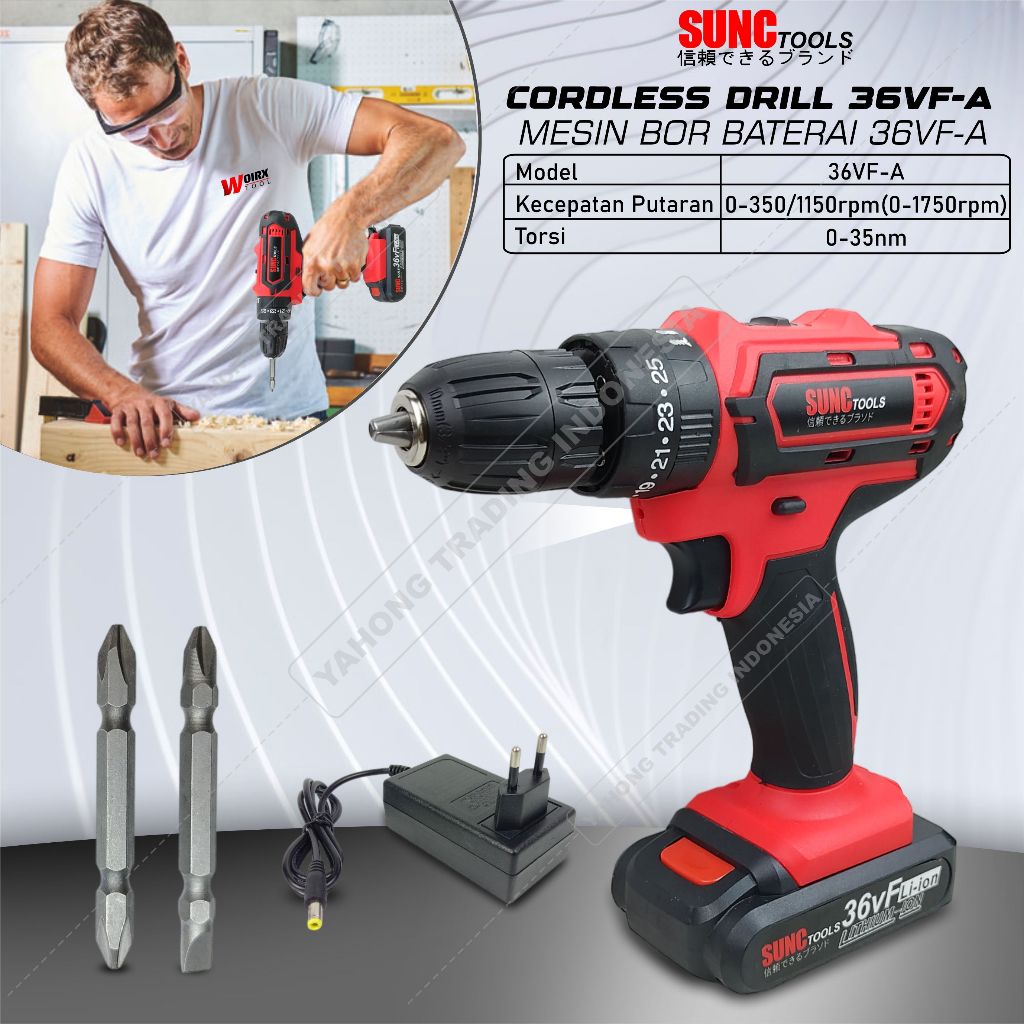 Jual Mesin Bor Baterai Bor Batere Cordless Drill 36v 36VF SUNC TOOLS ...