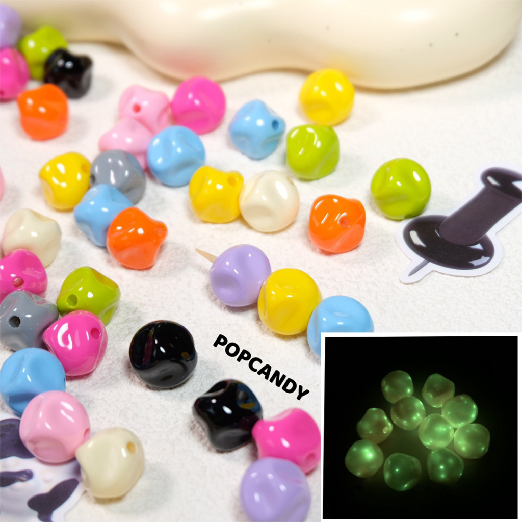 Jual （30 pcs）Bercahaya Akrilik mengkilap ara manik-manik manik-manik ...