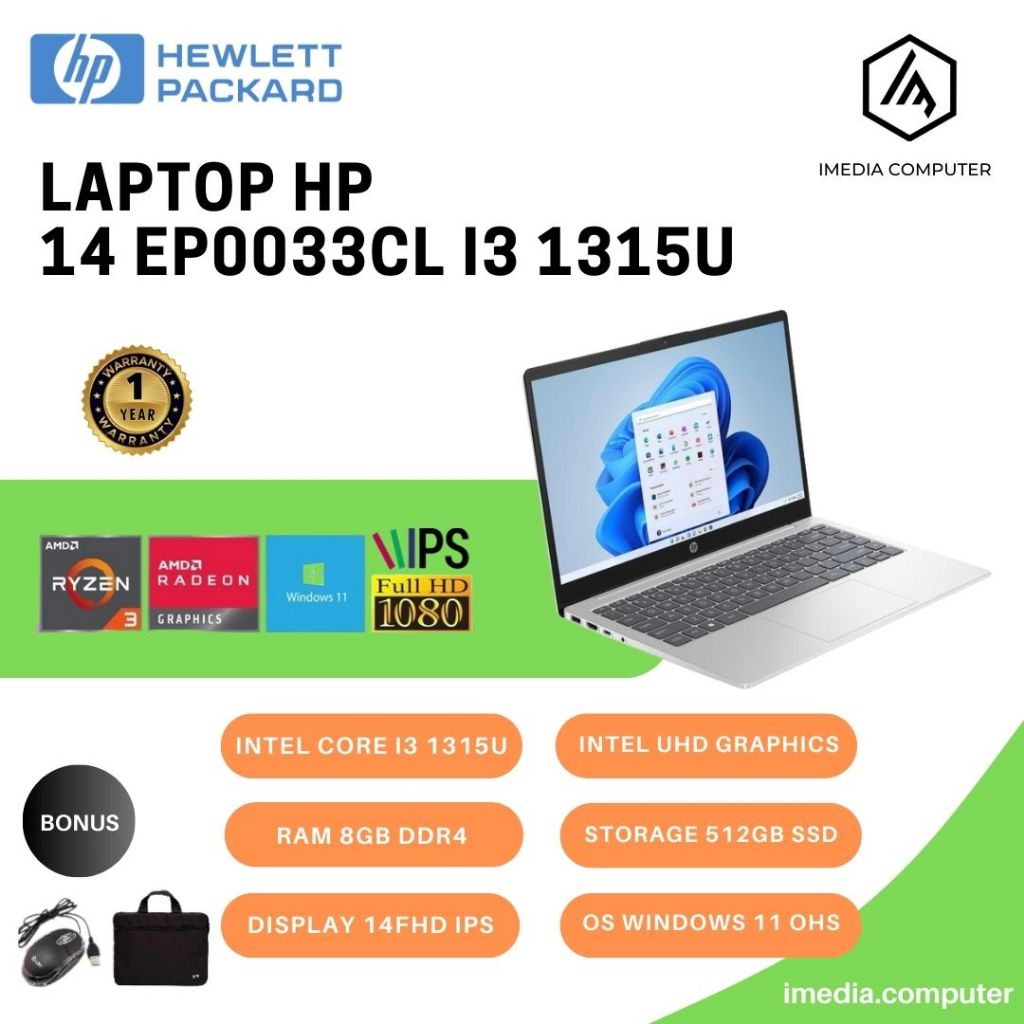 Jual LAPTOP HP 14 EP0033CL INTEL CORE I3 1315U RAM 8GB 512GB SSD FHD ...