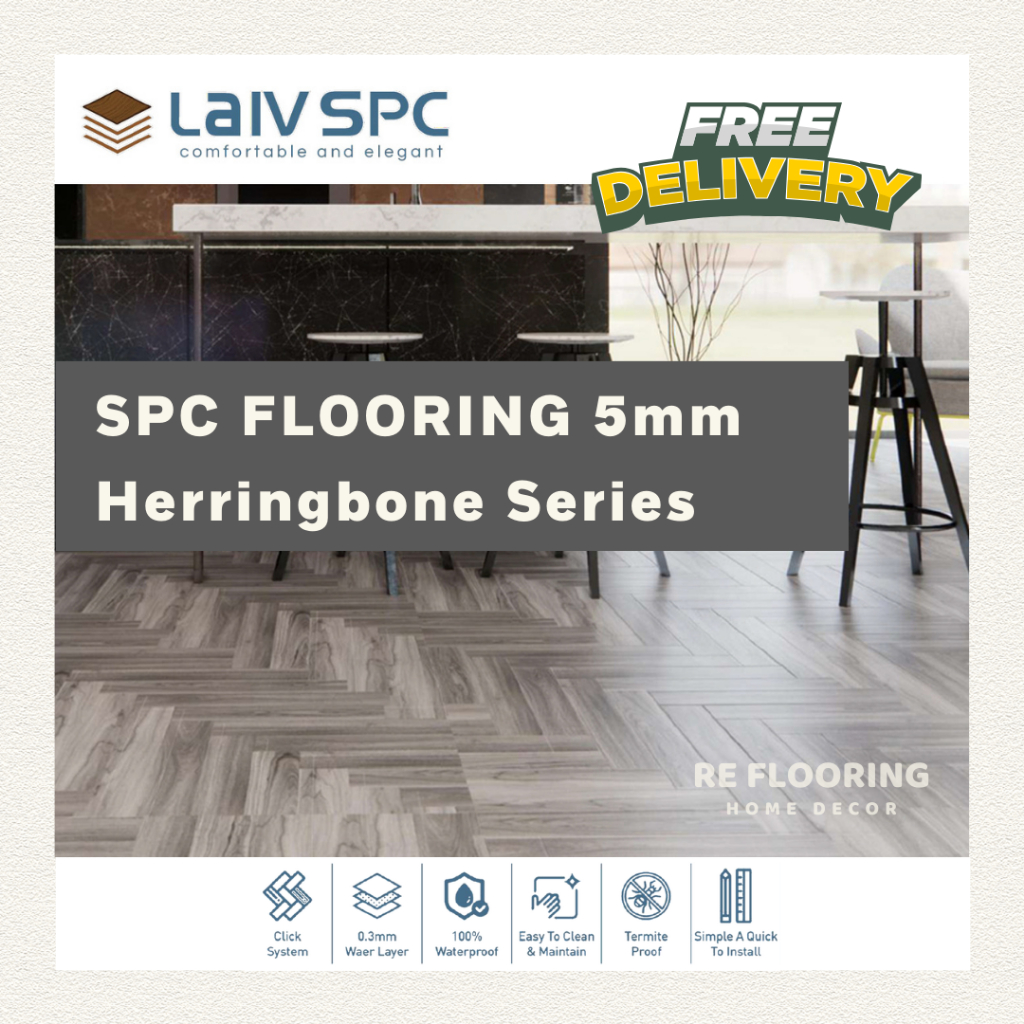 Jual Lantai SPC 5mm LAIV Herringbone Series Flooring | Shopee Indonesia