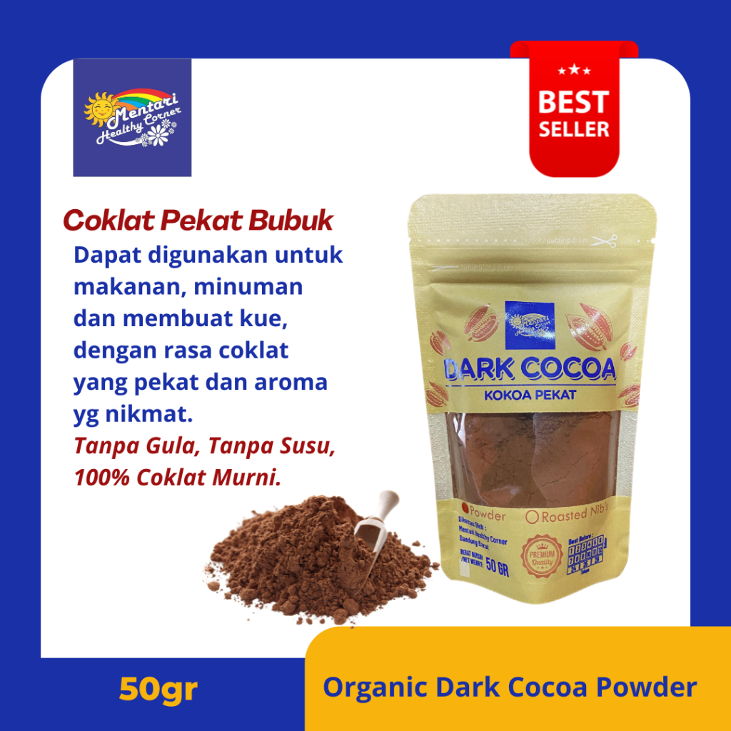 Jual Organic Dark Cocoa Powder 50gr || Coklat Hitam Bubuk Organik 50gr ...