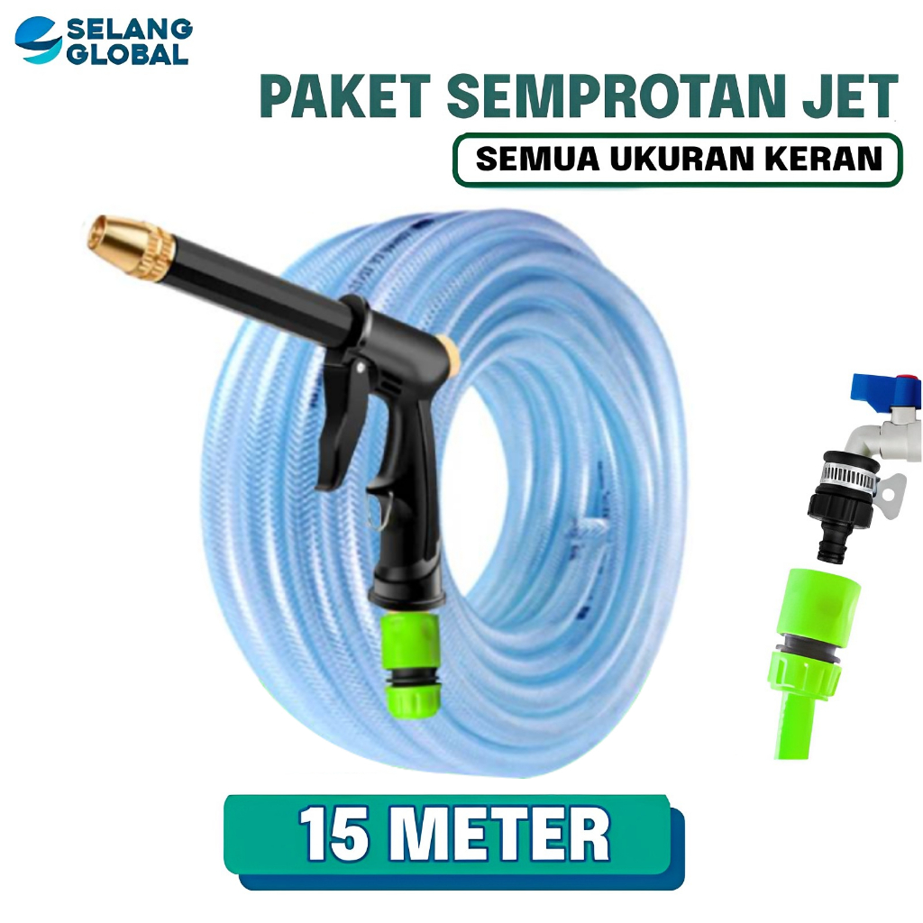 Jual GLOBAL Paket Selang Air 1/2 inch 15 Meter Selang Air Transparan ...