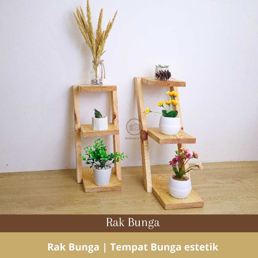 Jual Rak Bunga Rak Pot Bunga 3 tiga Susun Kayu minimalis rak tanaman ...