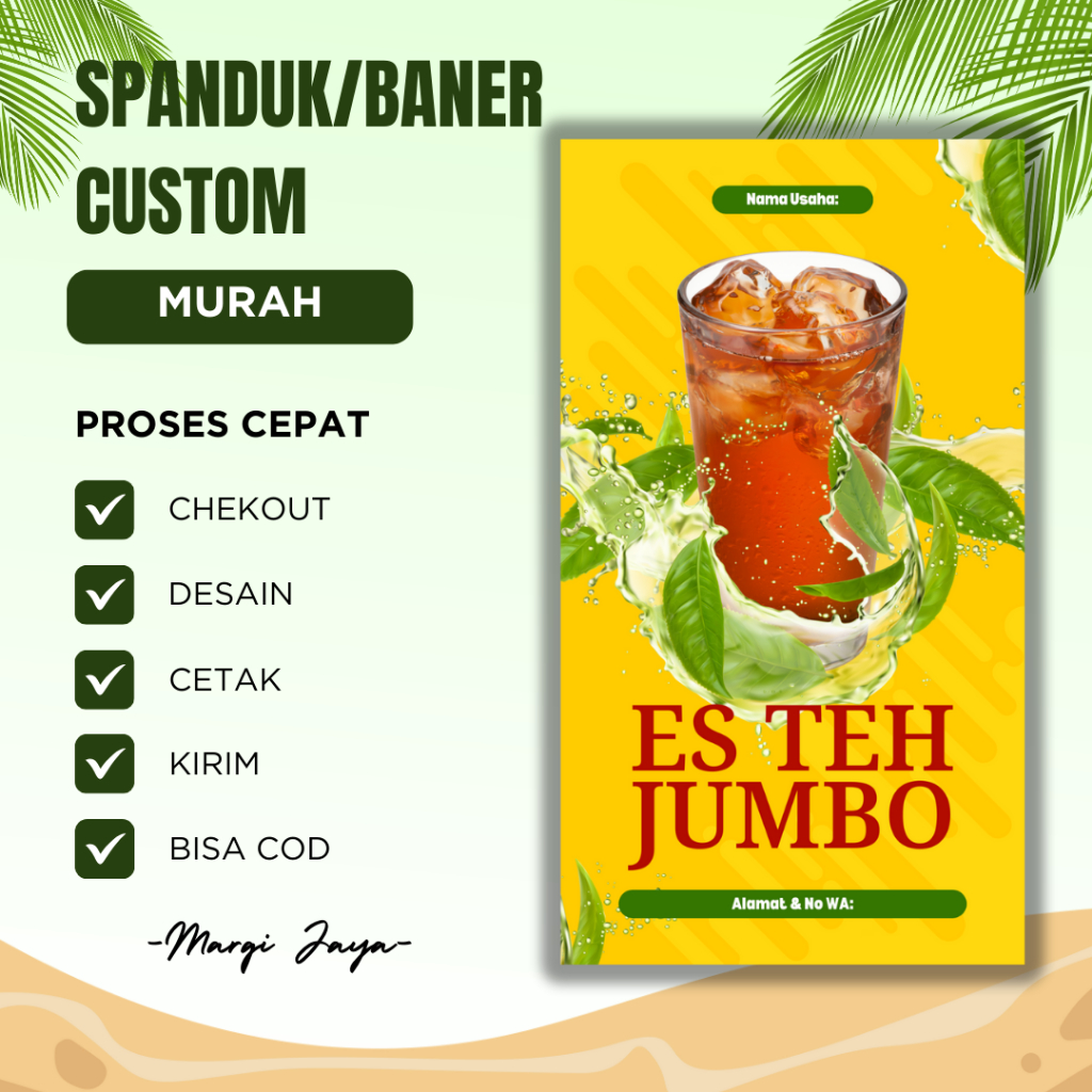 Jual SPANDUK ES TEH / BANNER ES TEH / BANER ES TEH JUMBO UKURAN 160cm X 60 cm | Shopee Indonesia