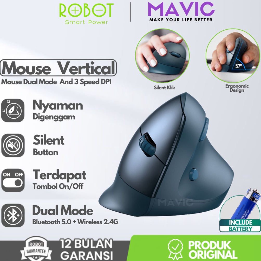 Jual ART V19R ROBOT Guru Master 1 Vertical Mouse Dual Mode Wireless ...