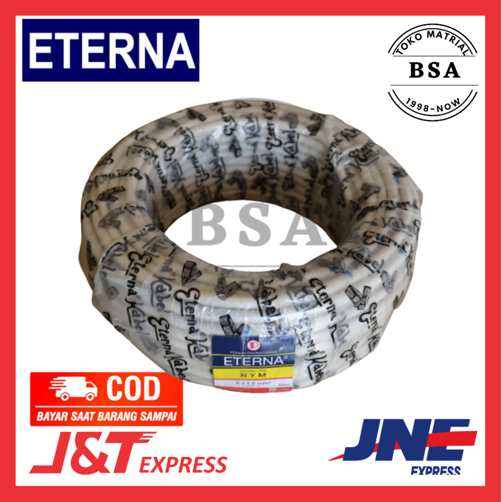Jual Kabel Eterna NYM 2x1,5 50 meter ROLL KABEL PUTIH KAWAT TEMBAGA | Shopee Indonesia
