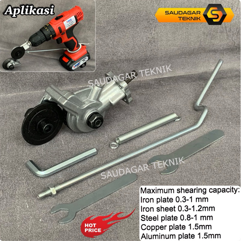 Jual Alat Pemotong Plat Besi Baja Alumunium Adaptor Mesin Bor Pemotong Plat Besi Baja Holo Seng ...