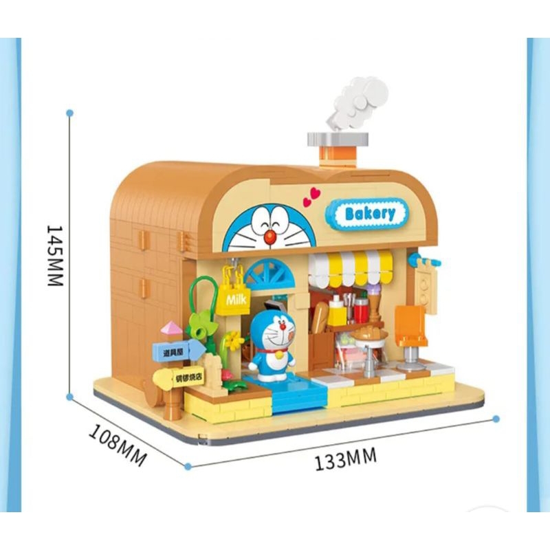 Jual BALODY Doraemon Bakery Shop Prop House Burn Gongs Building Blocks ...
