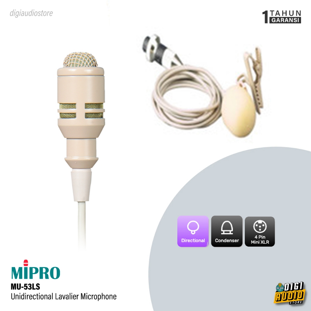 Jual Mic Clipon - Lavalier Microphone Clip On MIPRO MU-53LS - 4 pin mini XLR | Shopee Indonesia