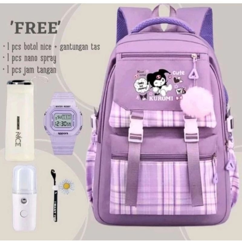 Jual Tas Kuromi Anak Perempuan Ransel Banyak Bonus Backpack SD SMP tas sekolah anak | Shopee ...