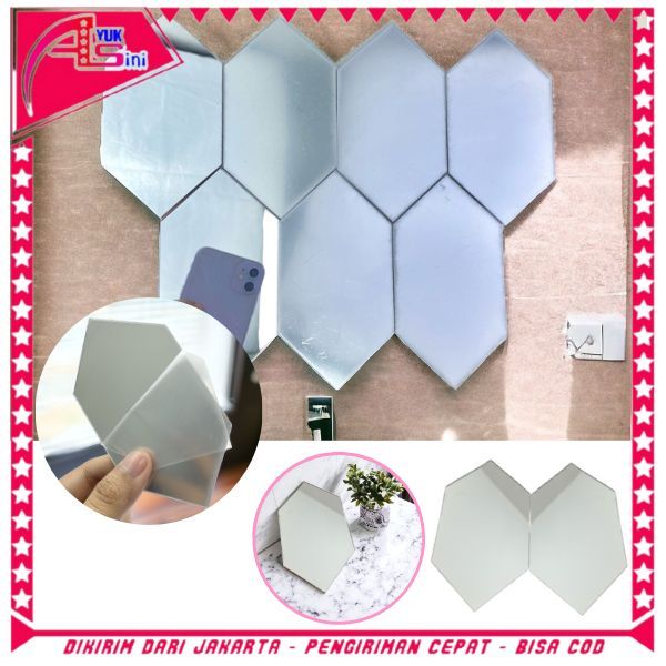 Jual AS Stiker Cermin Dinding Hexagonal Mini Anti Pecah Sticker Kaca ...