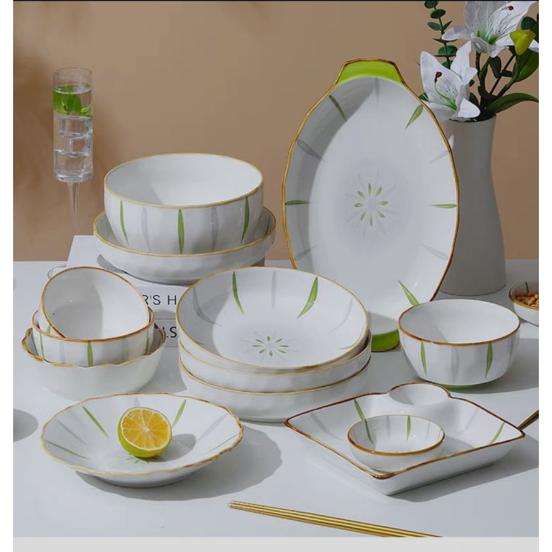 Jual HMO - Mangkuk Piring Keramik Set Kombinasi Gaya Elegant / Mangkuk ...